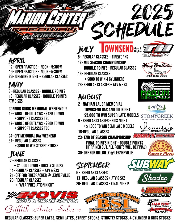 2025 Race Schedule